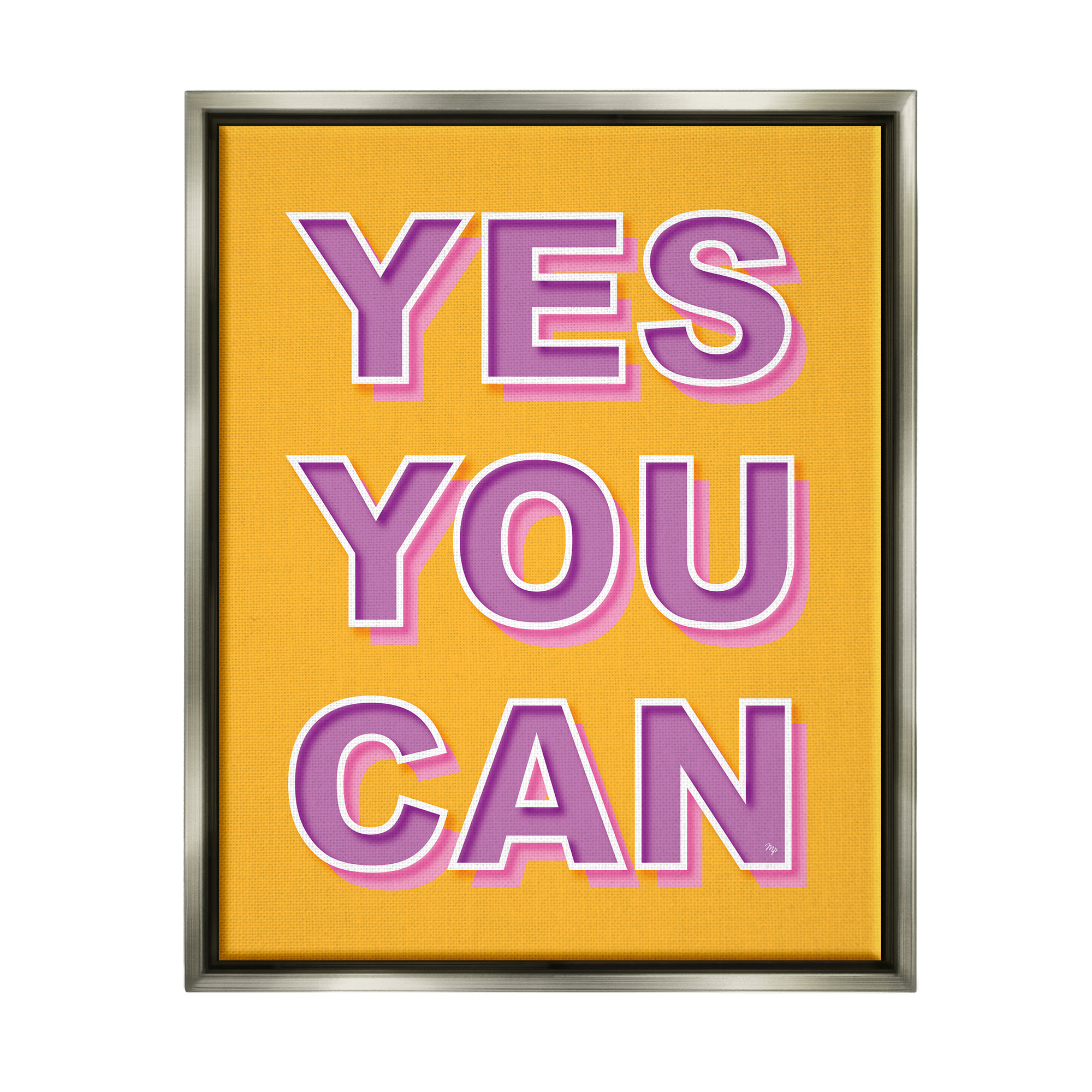 Stupell Industries Yes You Can Purple & Yellow Framed On Canvas by Martina Pavlova Print | Wayfair